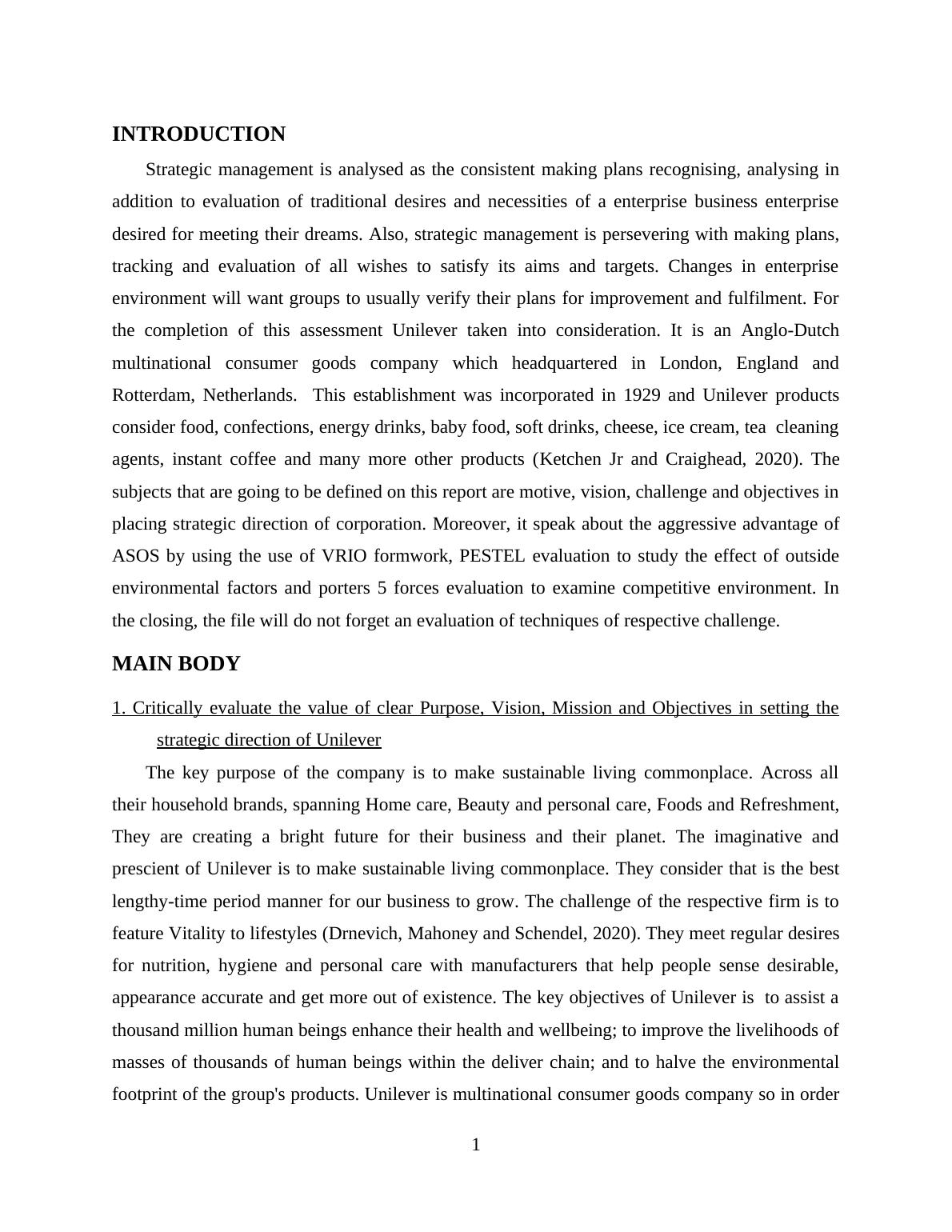 Strategic Management of Unilever: Purpose, Vision, Mission, Objectives ...