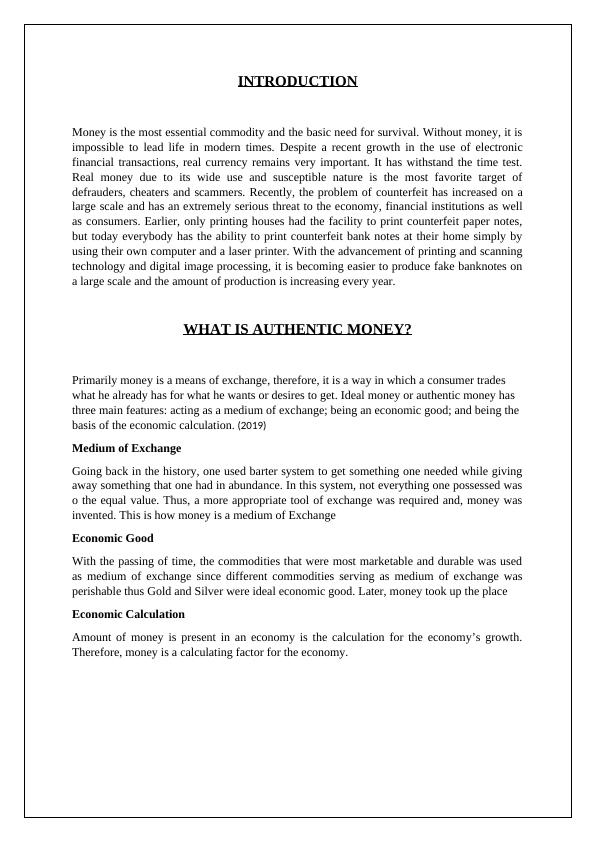 Counterfeit Money: Authentication and Detection Methods