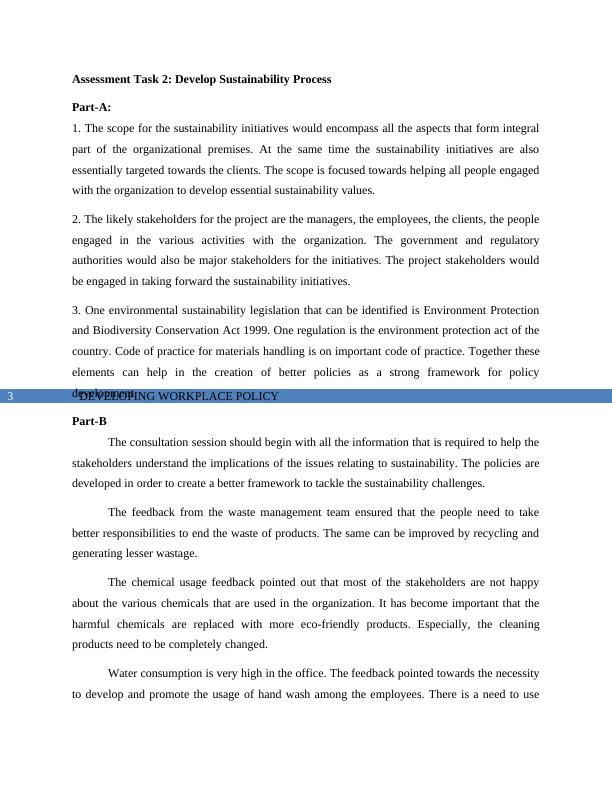 Developing Workplace Policy | Desklib