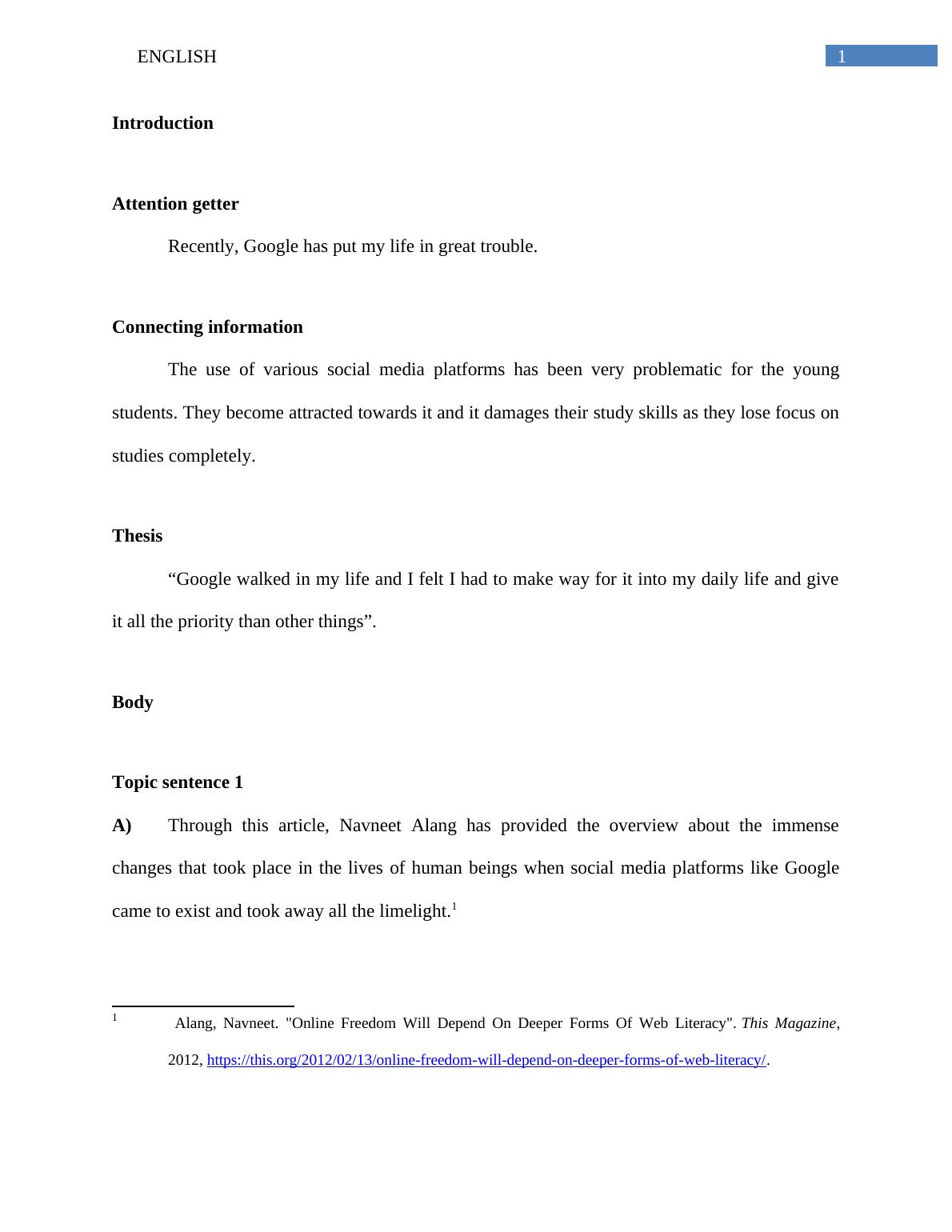 English Assignment 2022