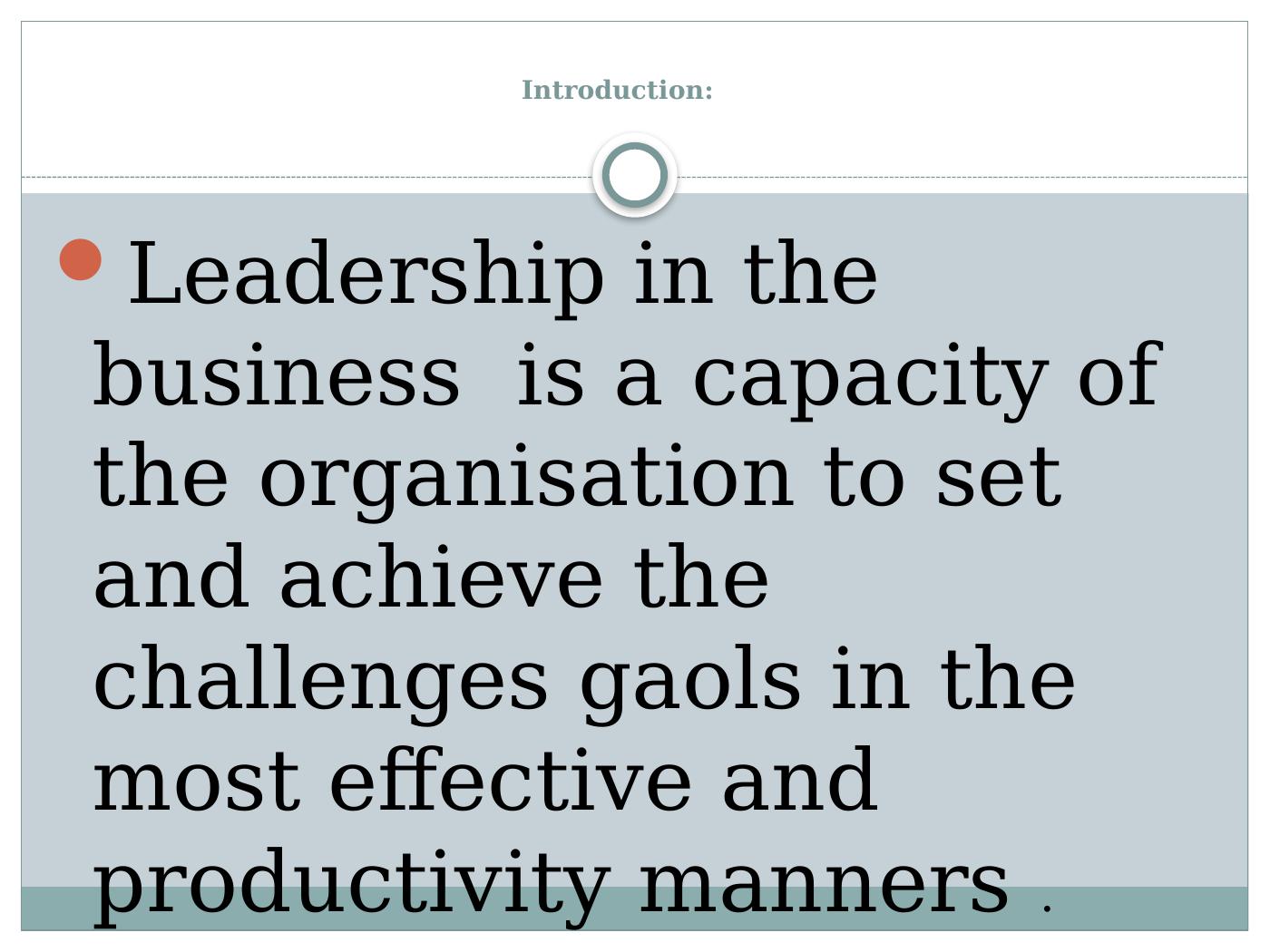 Leadership: Roles, Examples and Leader Profile Analysis