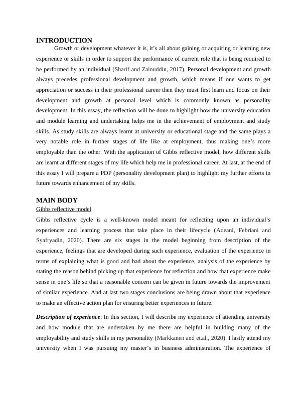 University Education and Professional Development Reflection