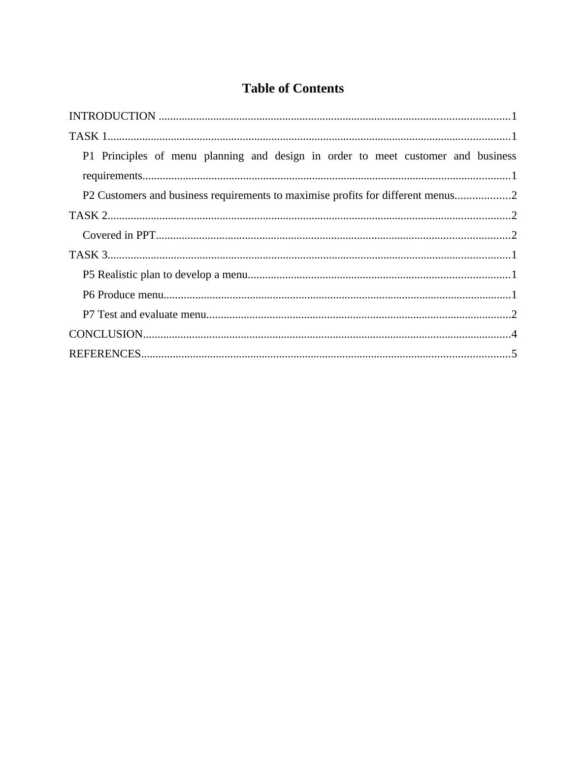 Detailed Menu Planning and Design Report for Pasco Cafe