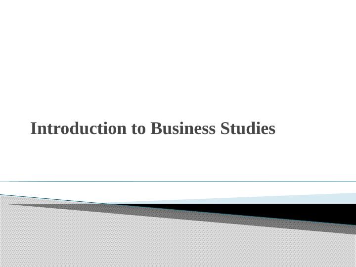 Introduction to Business studies