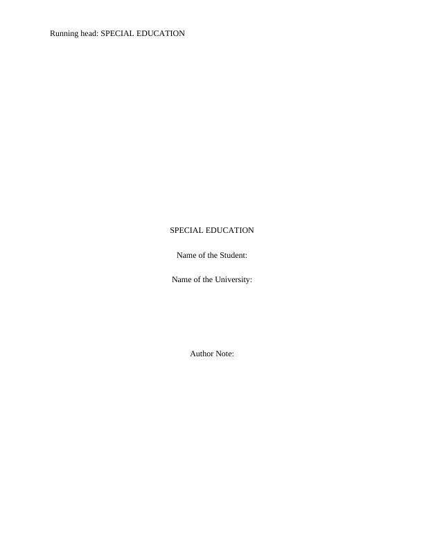 Special Education - Assignment