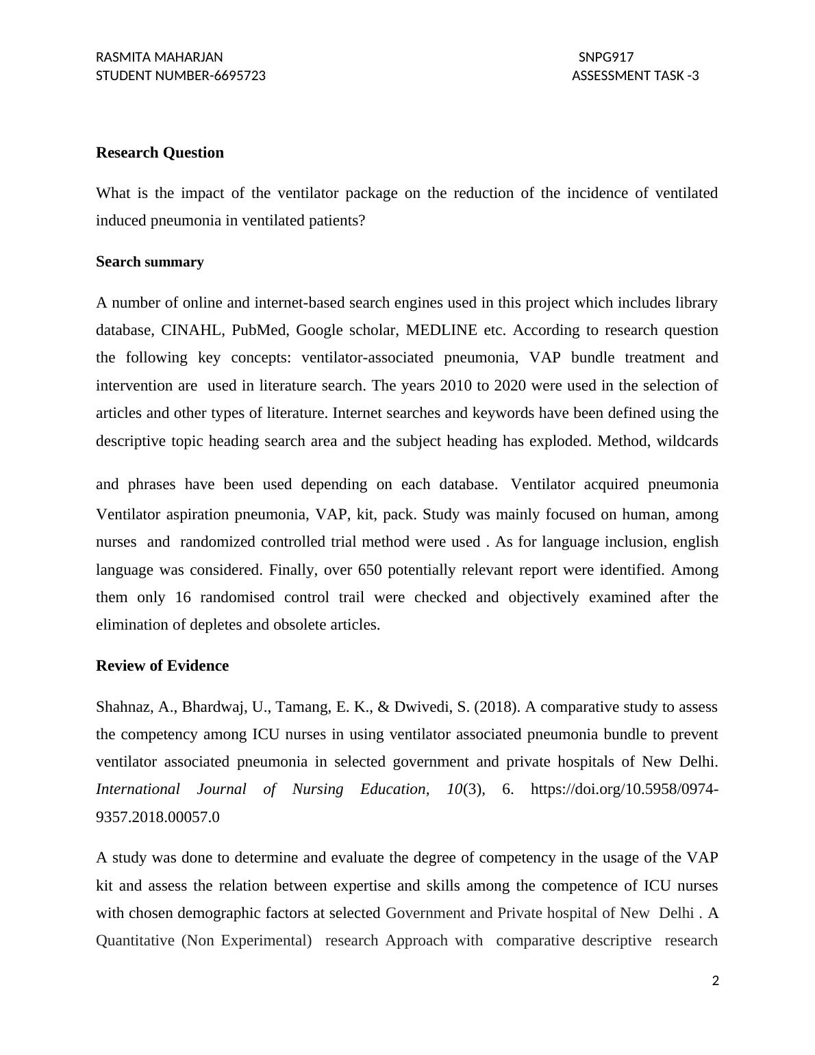 VAP Bundle Impact on Ventilator-Associated Pneumonia