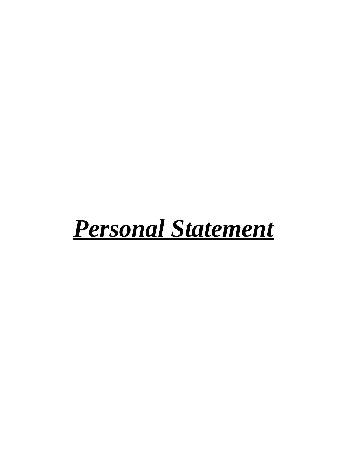 Business & Management - Personal Statement