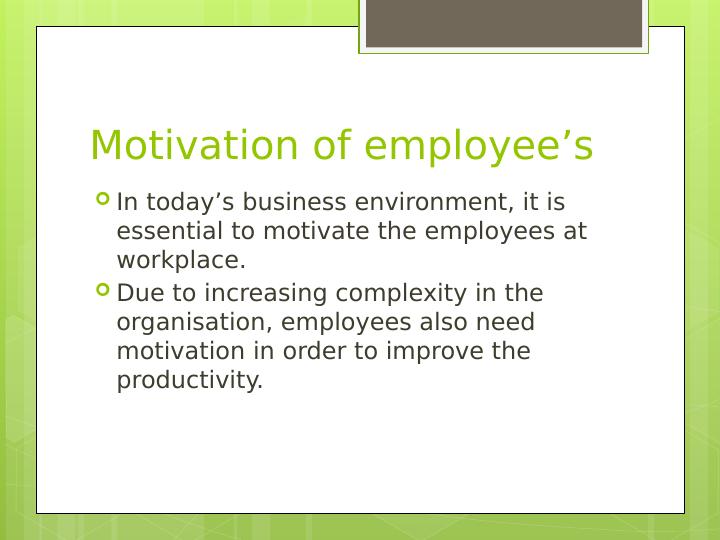 Employee Motivation in Organisational Behaviour Report
