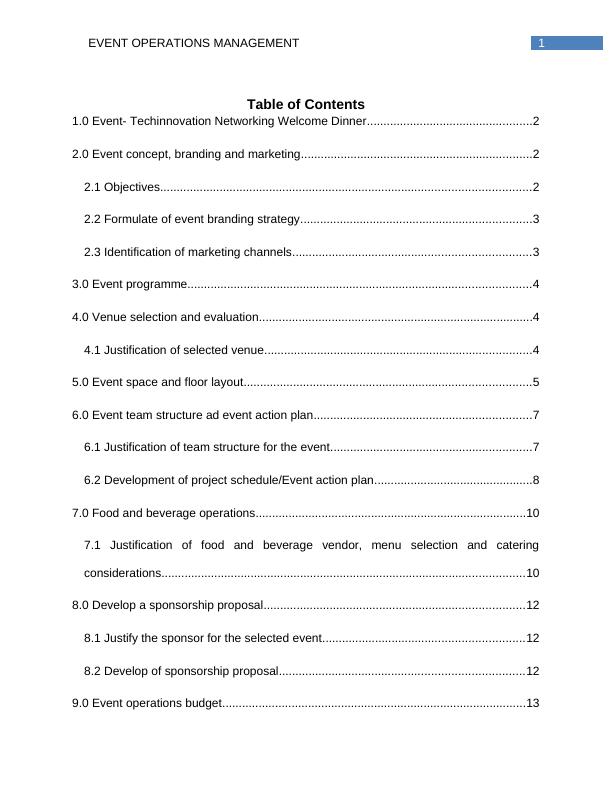 Event Operations Management Report for Techinnovation Dinner