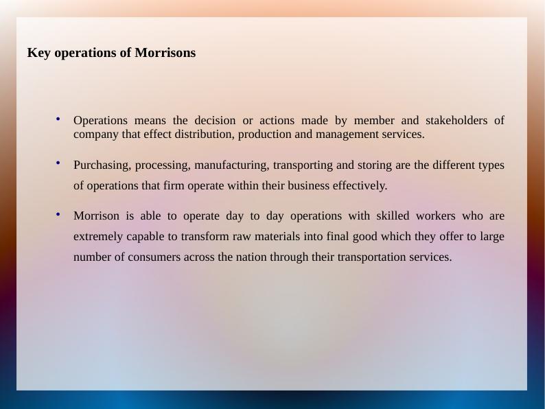 Key Operations of Morrisons: Managerial Roles and Operational Approaches