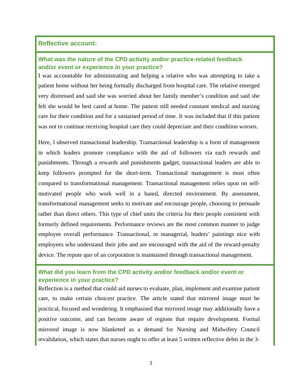 Leadership and Learning: Reflective Account and Lessons Learned