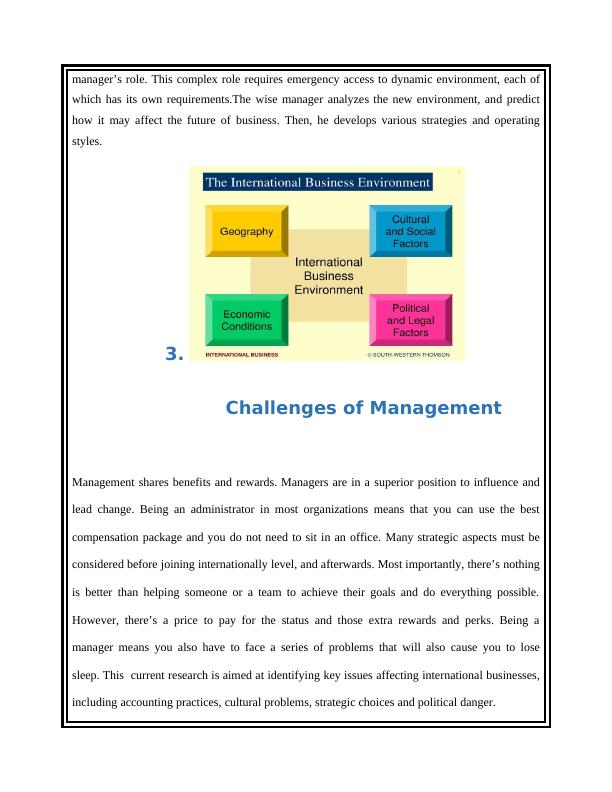 International Business Challenges for Managers Essay