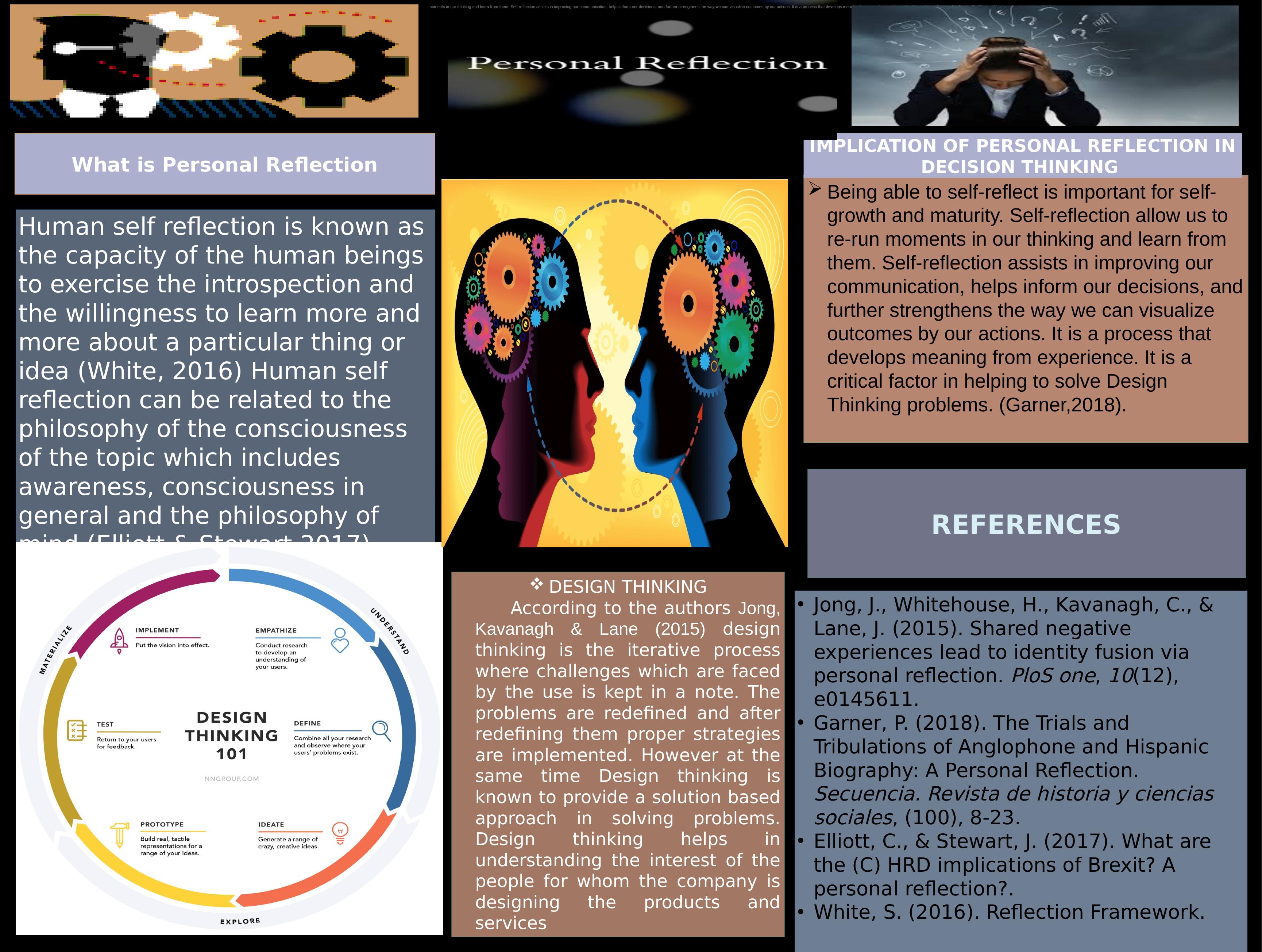 Poster: What is Personal Reflection in Design Thinking?