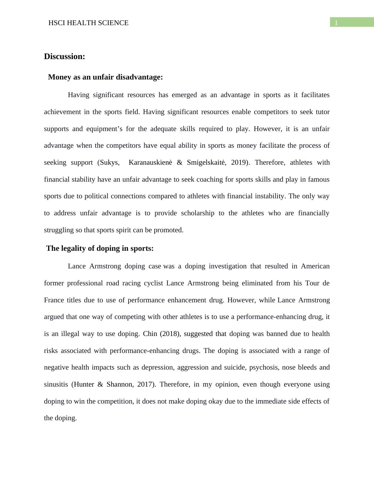 HSCI Health Science Assignment Report