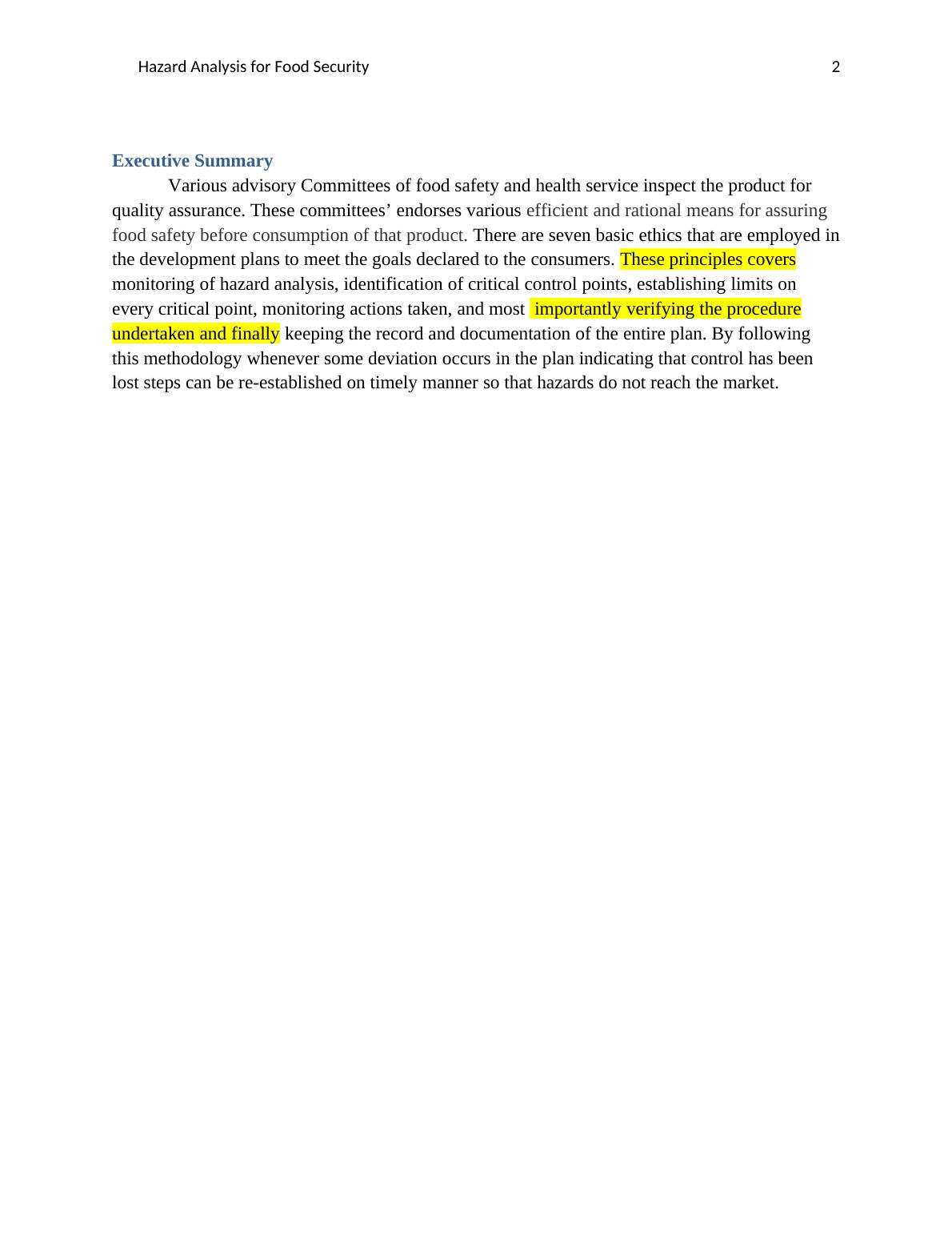 Food Hazard Analysis and Risk Assessment