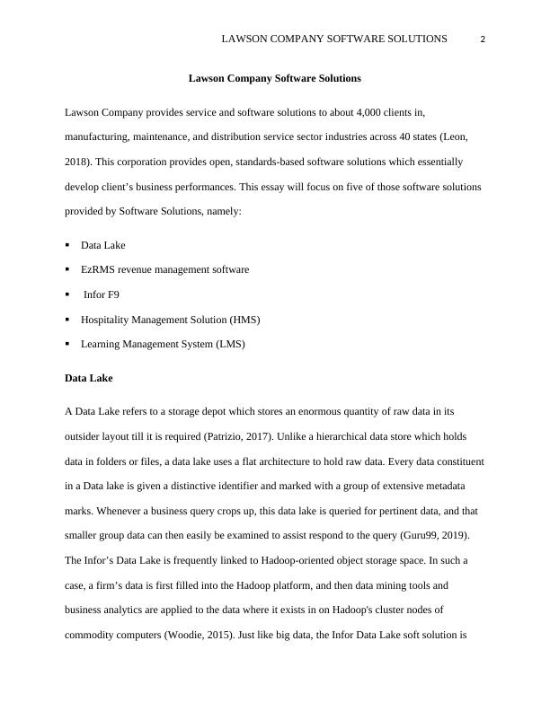 Lawson Company Software Solutions | Desklib