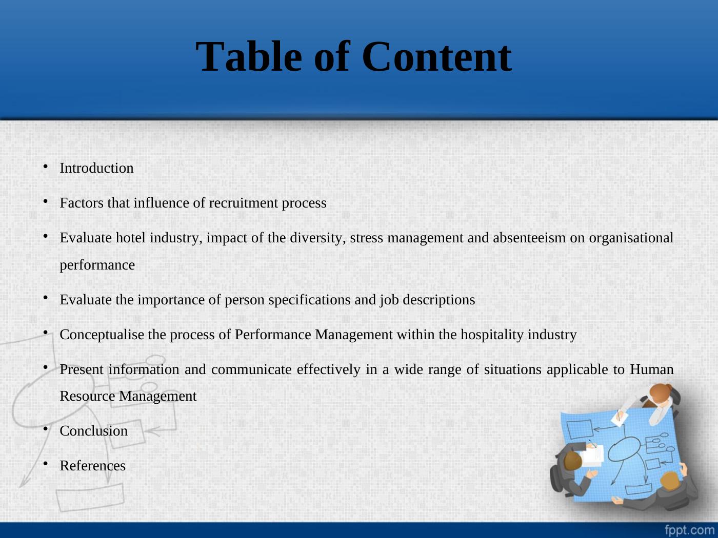 HRM Issues: Hotel Industry Performance Analysis Report