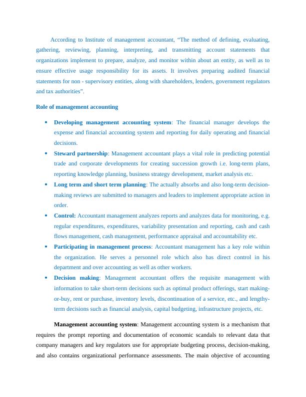 Management Accounting: Systems, Reporting, and Costing Methods