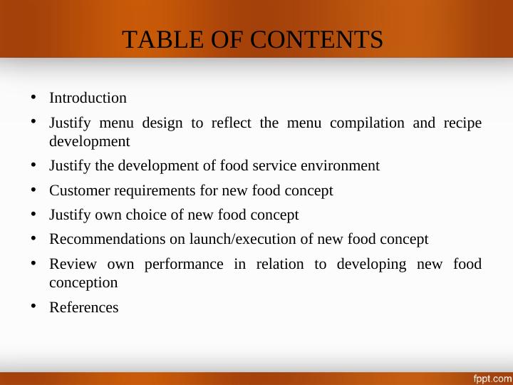 Cucina Restaurant: Food Concept and Menu Planning Report