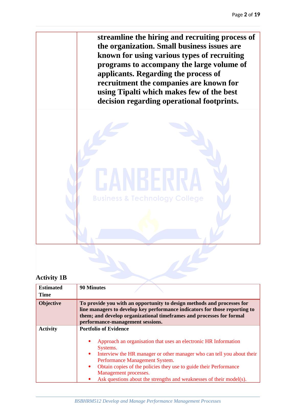 BSBHRM512: Develop Performance Management Processes