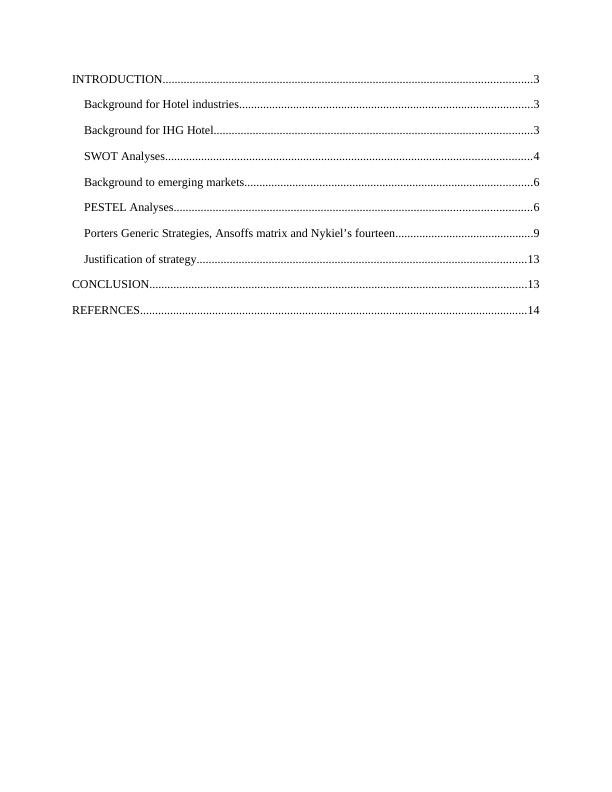 IHG Hotel Analysis Report: International Hospitality