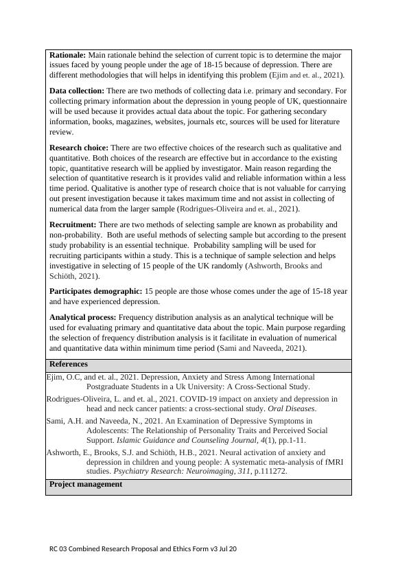 Arden University: Youth Depression Research Proposal