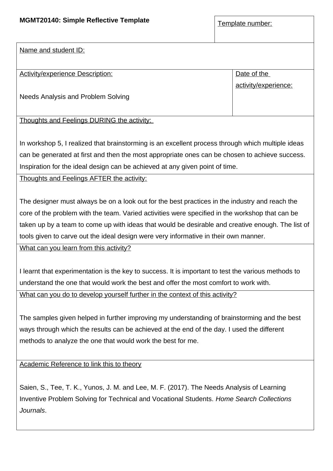 Simple Reflective Template Report simple-reflective-template-report