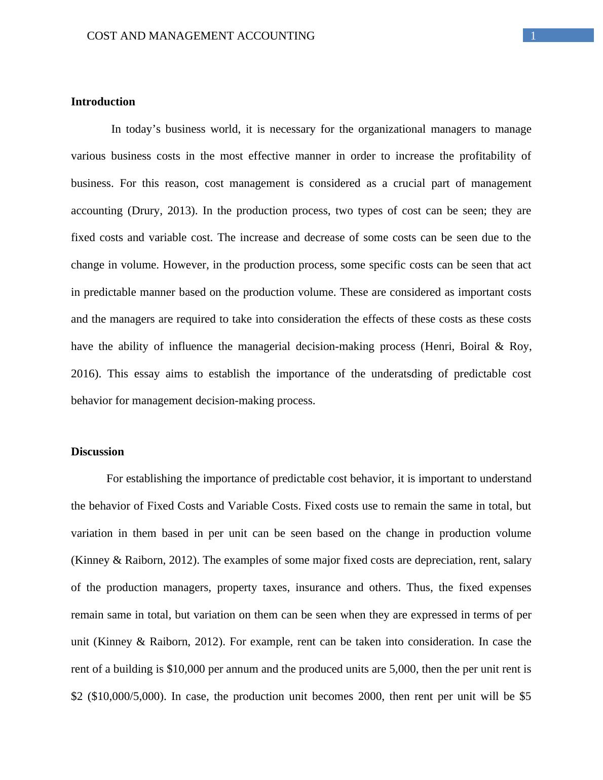Importance of Predictable Cost Behavior in Finance