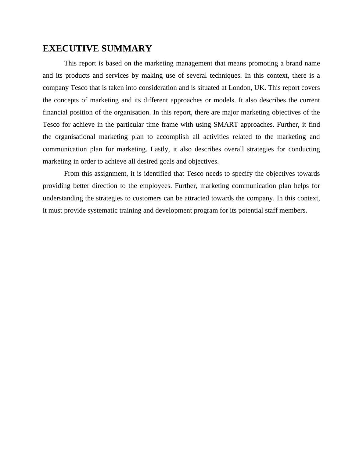 Tesco Marketing: Objectives, Strategies, and Analysis Report