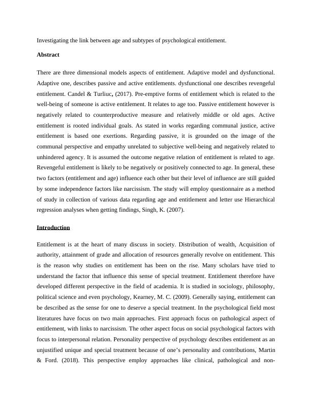 Age and Subtypes of Psychological Entitlement