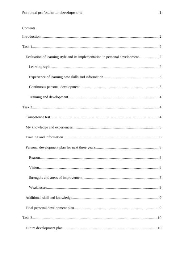 Professional Development: Learning Styles & Planning