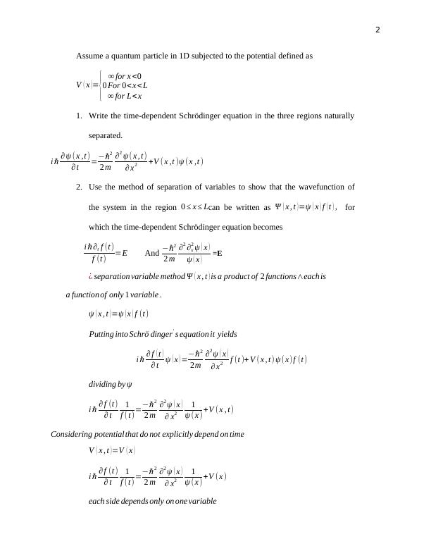 Quantum Mechanics Assignment: 1D Potential Well Analysis