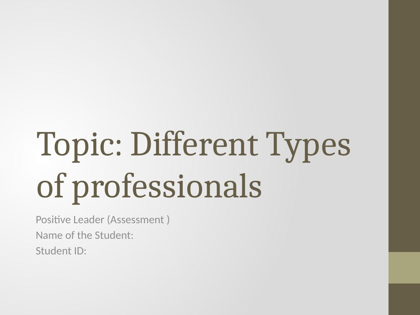 Topic: Different Types of professionals - Presentation