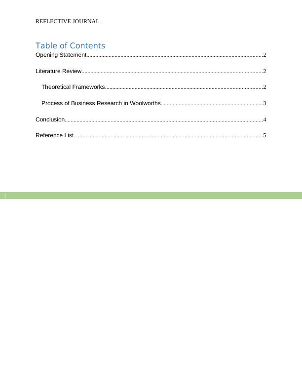 Reflective Journal - Desklib