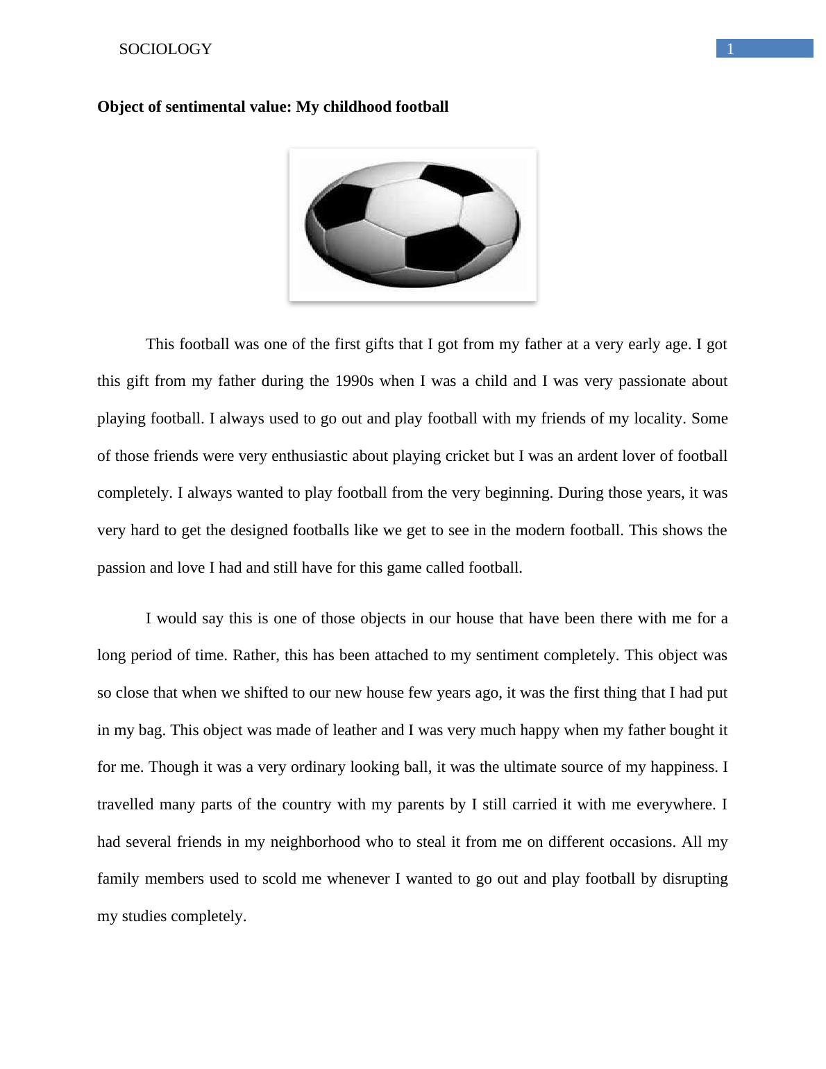 Sociology Project: Significance of Sentimental Objects