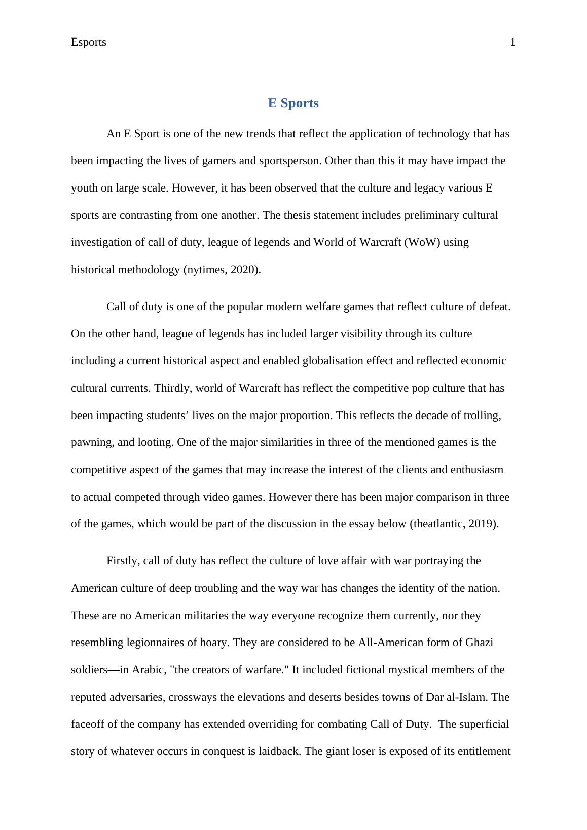 Esports Essay: Cultural Impact of Gaming Trends and Culture