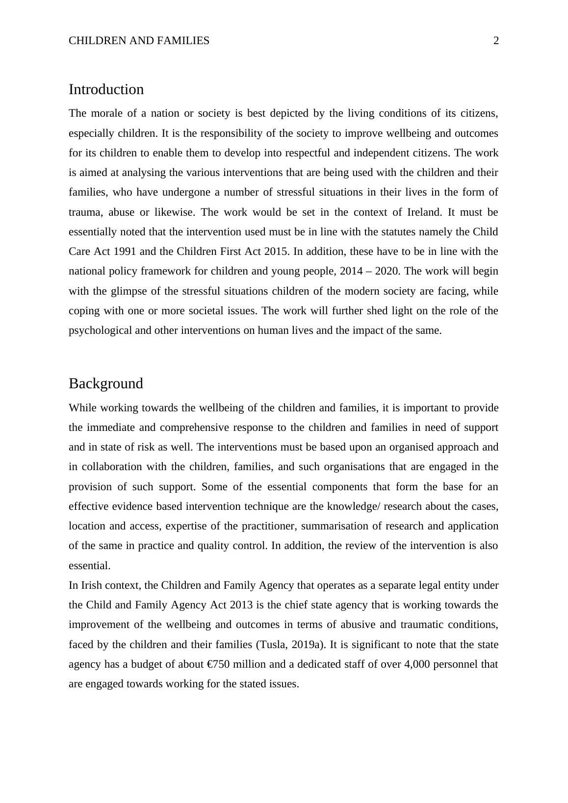 CW_HRASS_H_4: Child & Family Interventions - IT Carlow