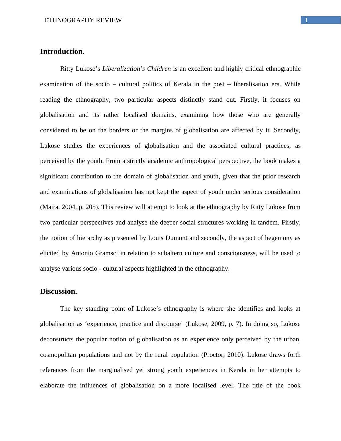 Dumont and Gramsci on Liberalization's Children Ethnography