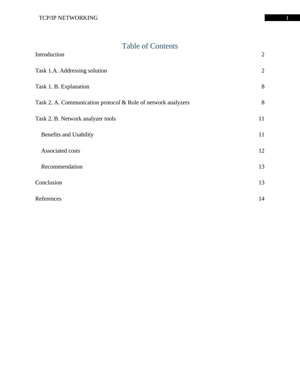 TCP/IP Networking Report: Addressing & Network Analysis