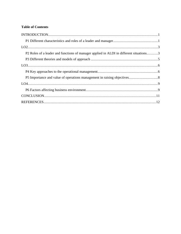 ALDI: Roles of Leaders and Managers in Operations Management