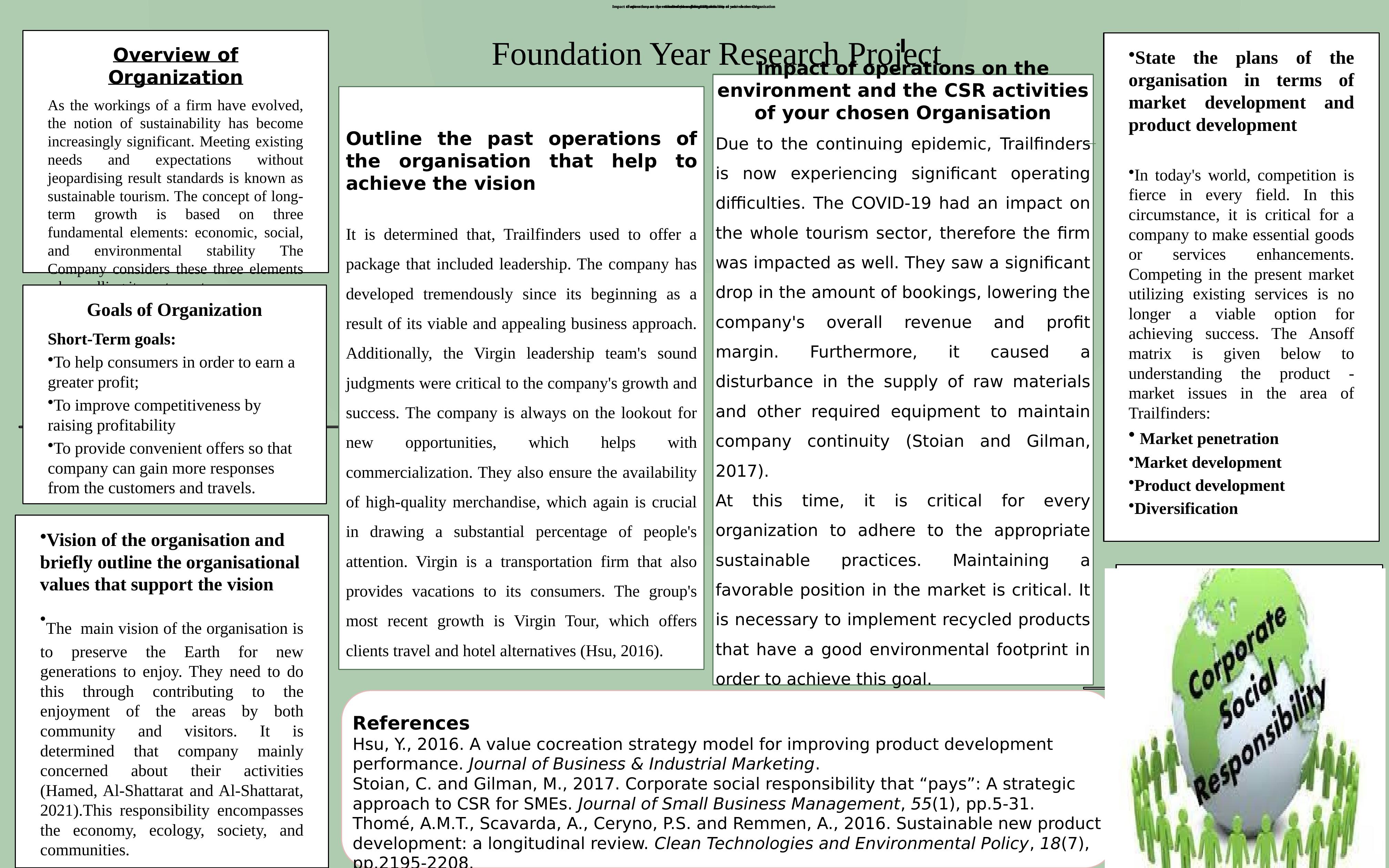 Foundation Year Project: Impact of Operations and CSR