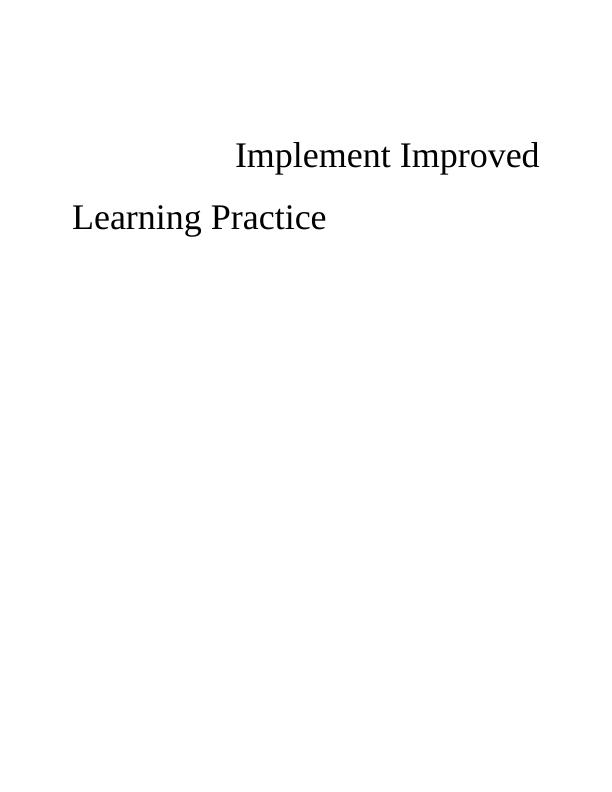 Improved Learning Practice for Desklib - Learning Theories, Techniques & Management