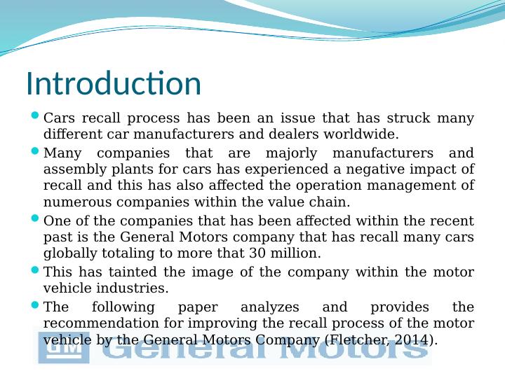 Improving GM Recall Process: Analysis and Recommendations