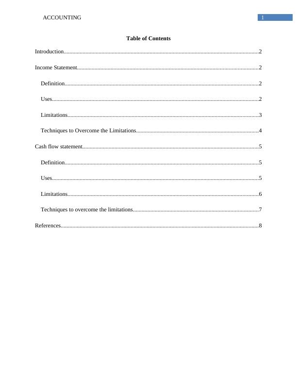 Analysis of Income Statement and Cash Flow Statement - Desklib