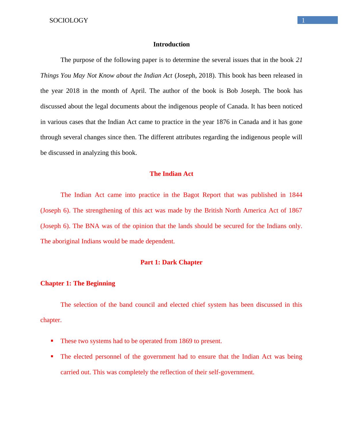 Analysis of 'The Indian Act' from Sociological View