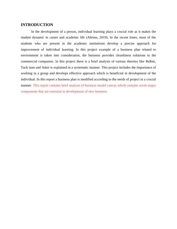 Individual Reflection on Business Plan | Desklib