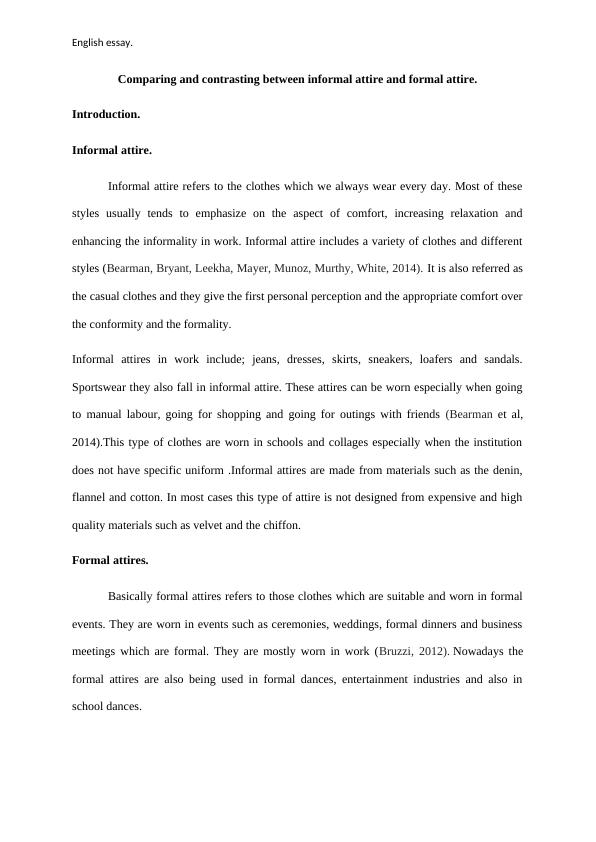 Essay: Exploring Differences in Formal, Informal Attire