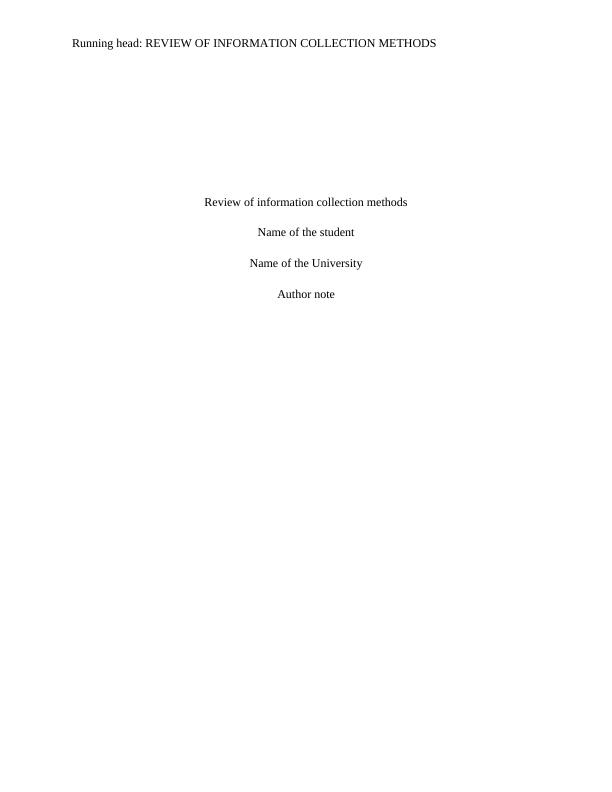 Review of Information Collection Methods - Desklib
