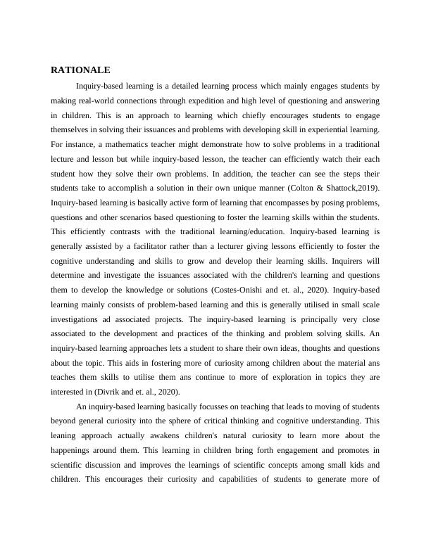 Inquiry-Based Learning for Nature Learning Program