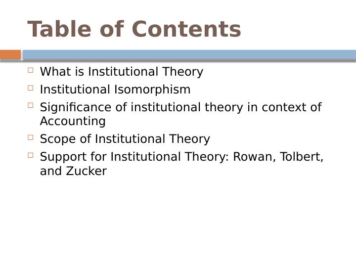 Institutional Theory: Impact on Financial Accounting